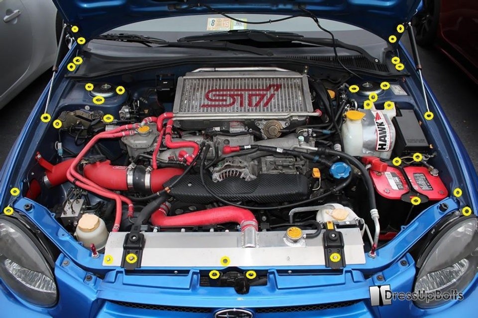 Evasive Motorsports Dress Up Bolts Titanium Engine Bay Kit Subaru WRX WRX STI 02 03 Purple