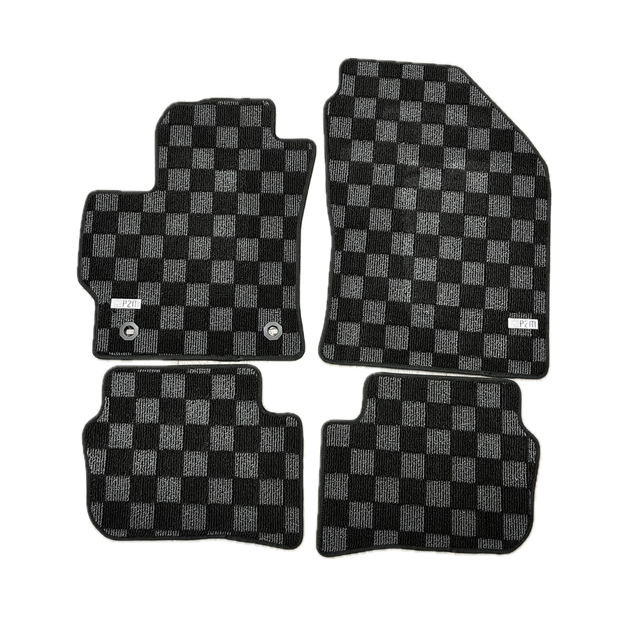 Phase 2 Motortrend Checkered Race Floor Mats Dark Grey Front and Rear Toyota GR Corolla 2023 Corolla Hatchback 2019