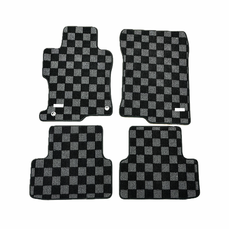 Phase 2 Motortrend Checkered Race Floor Mats Dark Grey Front and Rear Honda Accord Coupe 08 12