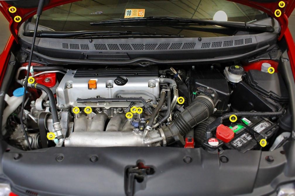 Evasive Motorsports Dress Up Bolts Titanium Hardware Engine Bay Kit Honda Civic Si FG FA 06 11 Gold